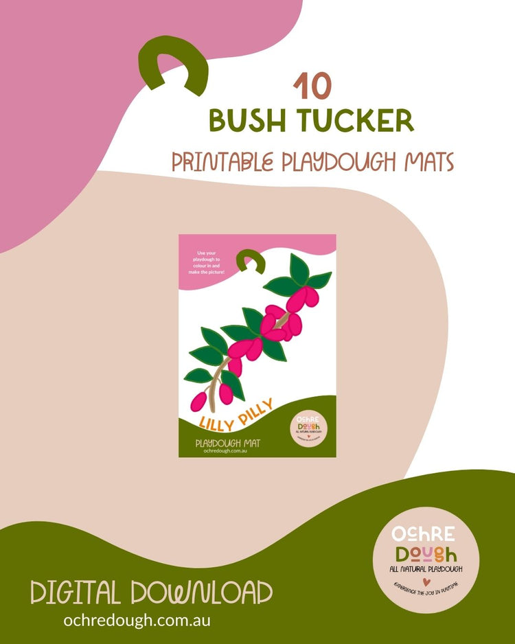 10 Bush Tucker Playdough Mats (digital download, printable) – Ochre Dough