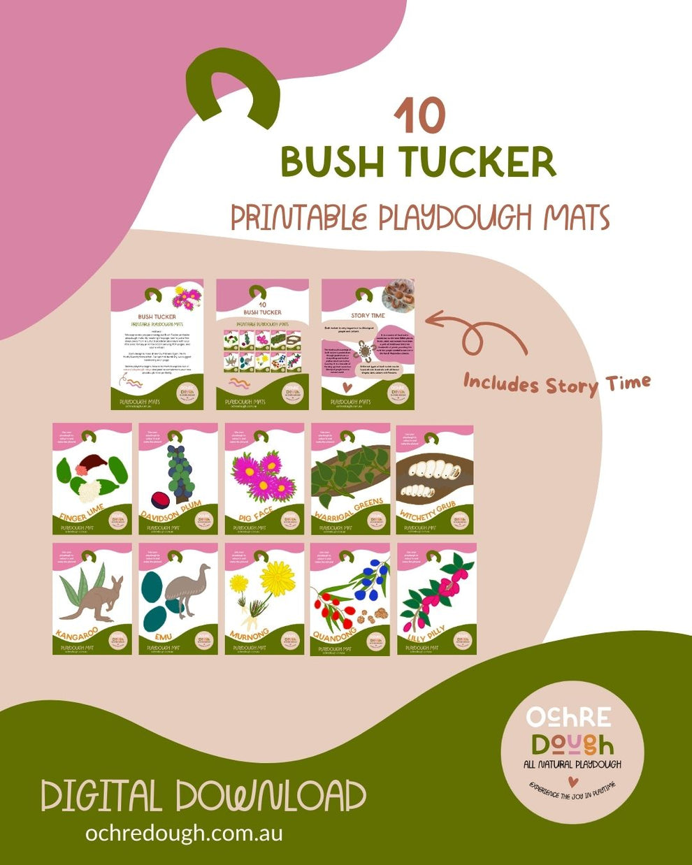 Bush Tucker Playdough Mats (Digital download) – Ochre Dough